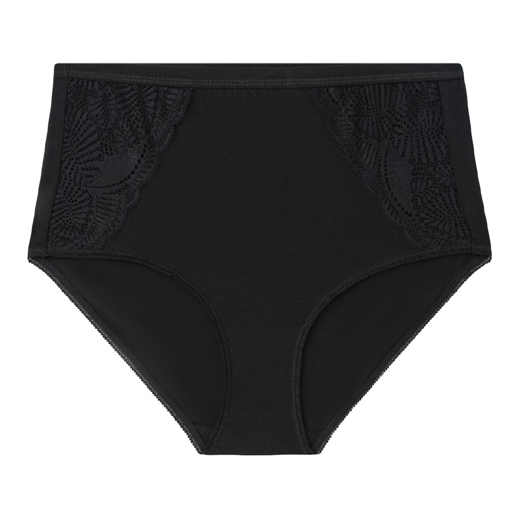 H&H Women's Cotton Lace Full Briefs Black | The Warehouse