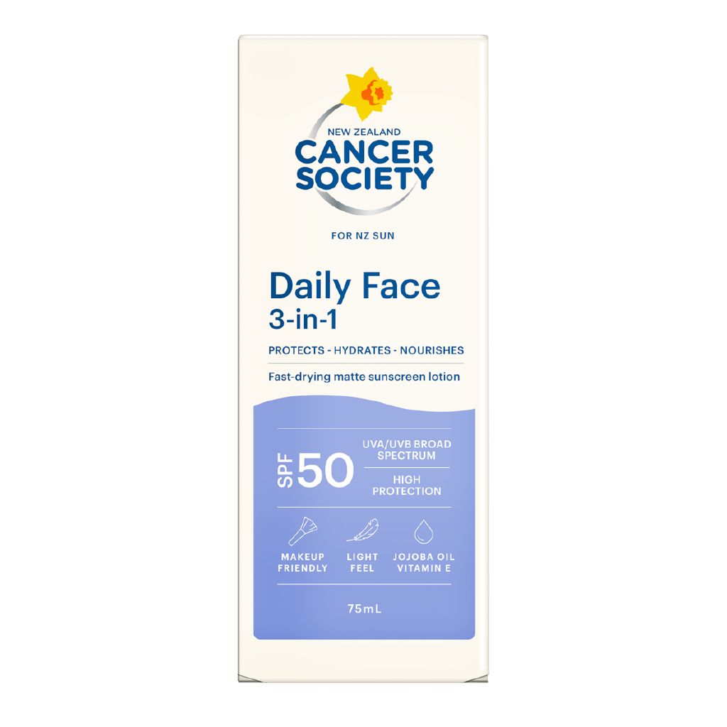 Cancer Society NZ Daily Face 3-In-1 SPF50 Sunscreen 75ml | The Warehouse