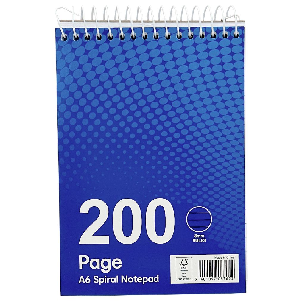 WS Notebook Spiral At Top Blue A6 Blue | The Warehouse