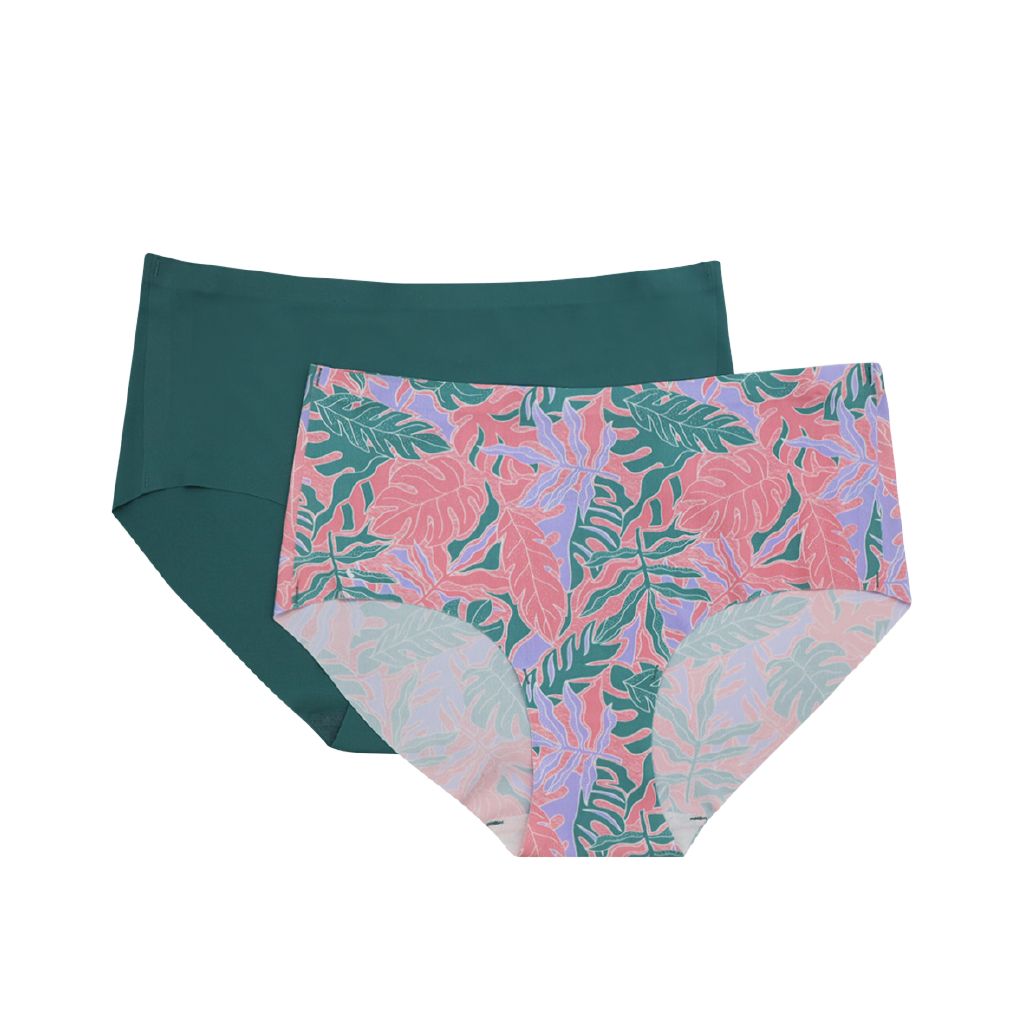 Underworks Women's Laser Cut Midi Briefs 2 Pack Green | The Warehouse