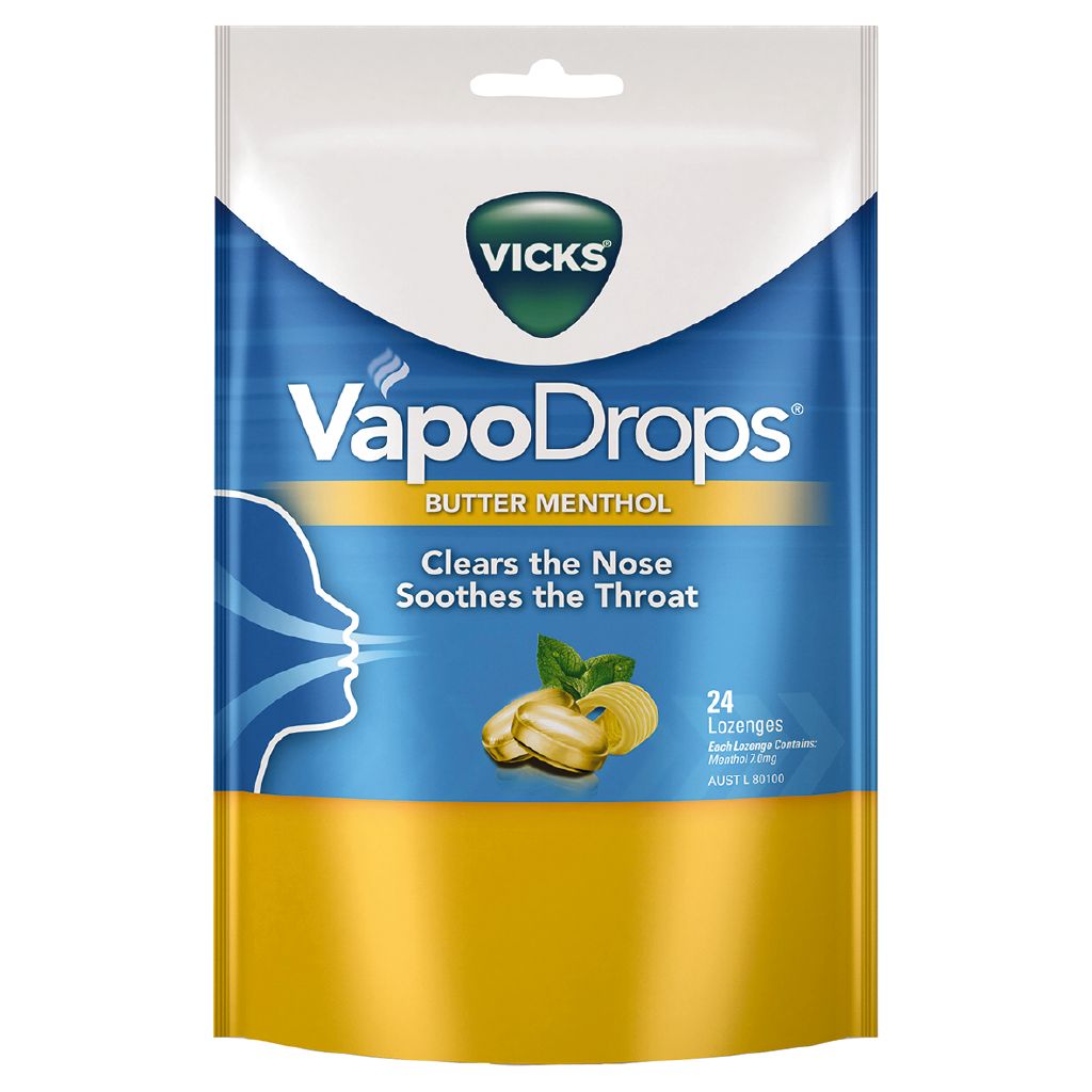 Vicks VapoDrops Butter Menthol Lozenges 24 Pack | The Warehouse