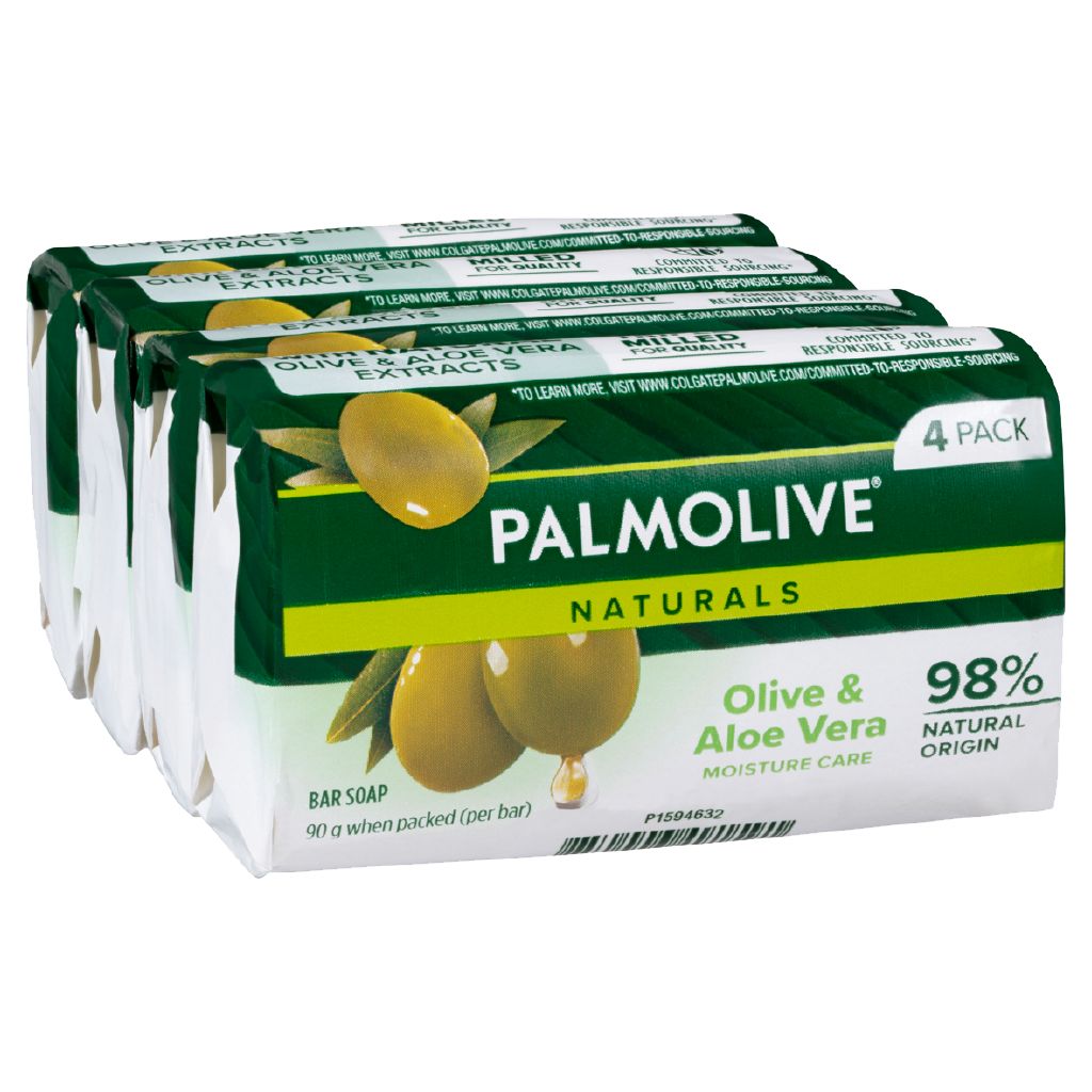Palmolive Naturals Aloe & Olive Moisture Care Soap 90g 4 Pack Green Mid ...