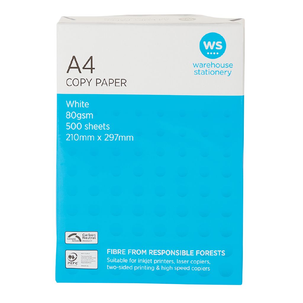WS Photocopy Paper A4 80gsm 500 Sheet Ream White | The Warehouse