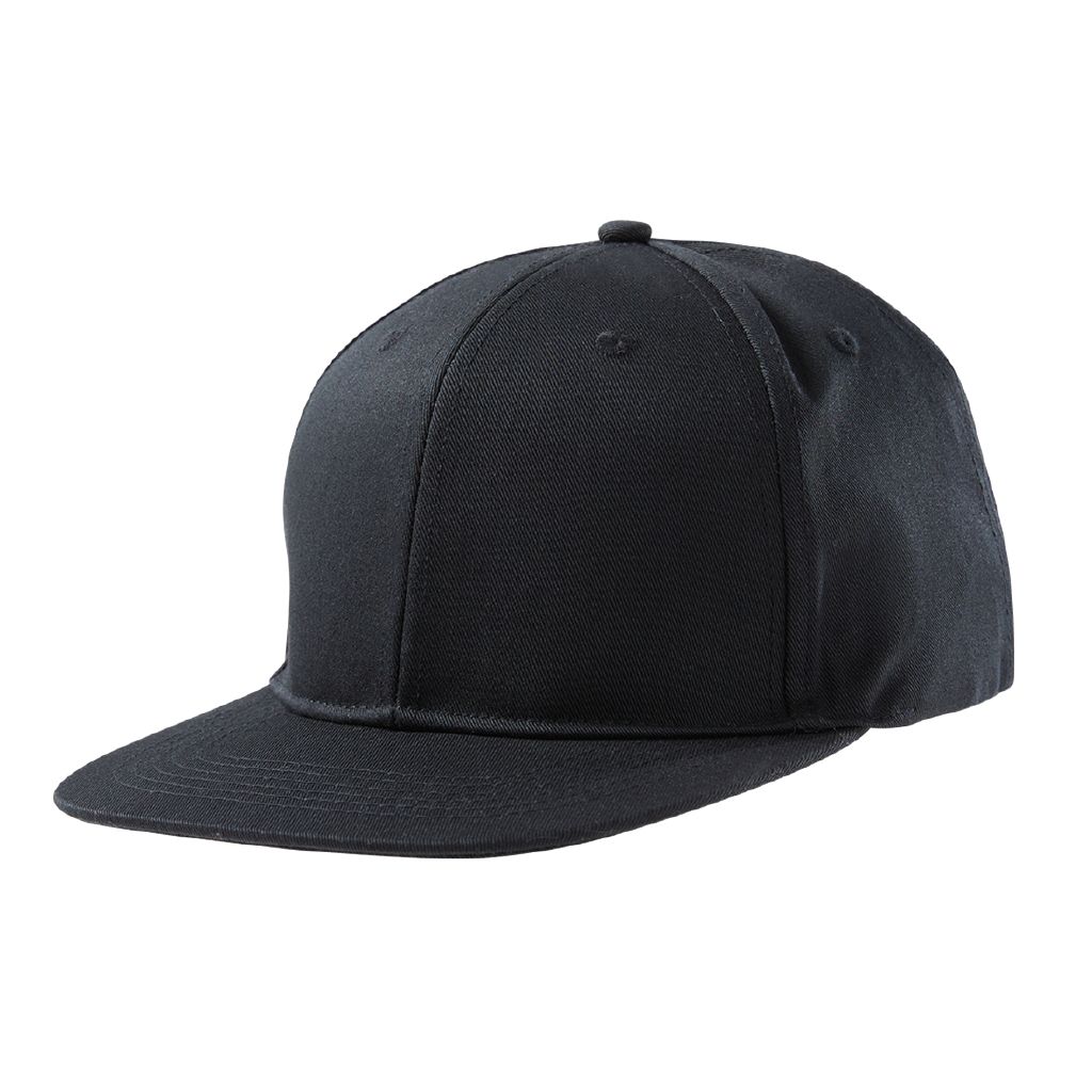 H&H Men's Twill Flat Peak Cap Black | The Warehouse