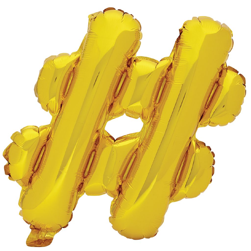 Artwrap Foil Balloon Hash Tag 35cm Gold | The Warehouse