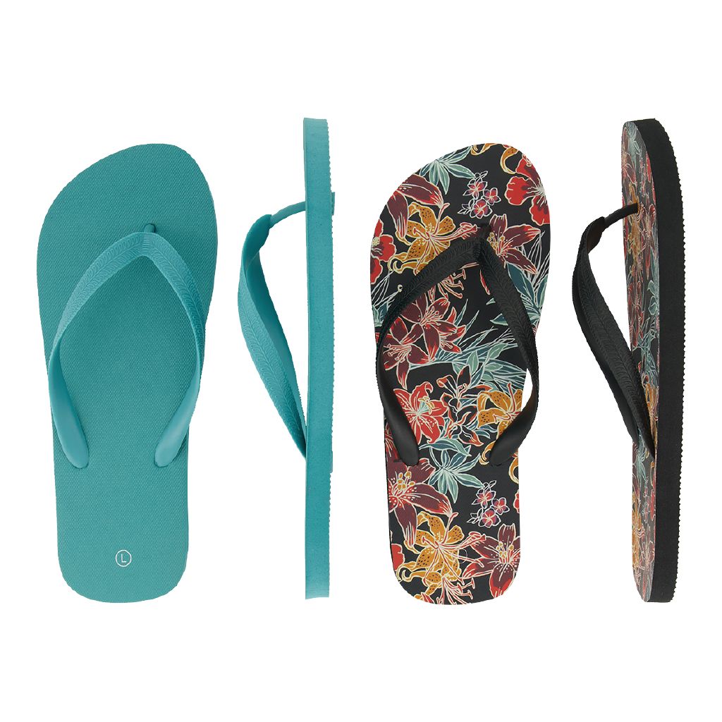 H&H Men's Recycled Jandals 2 Pack Black/Orange | The Warehouse