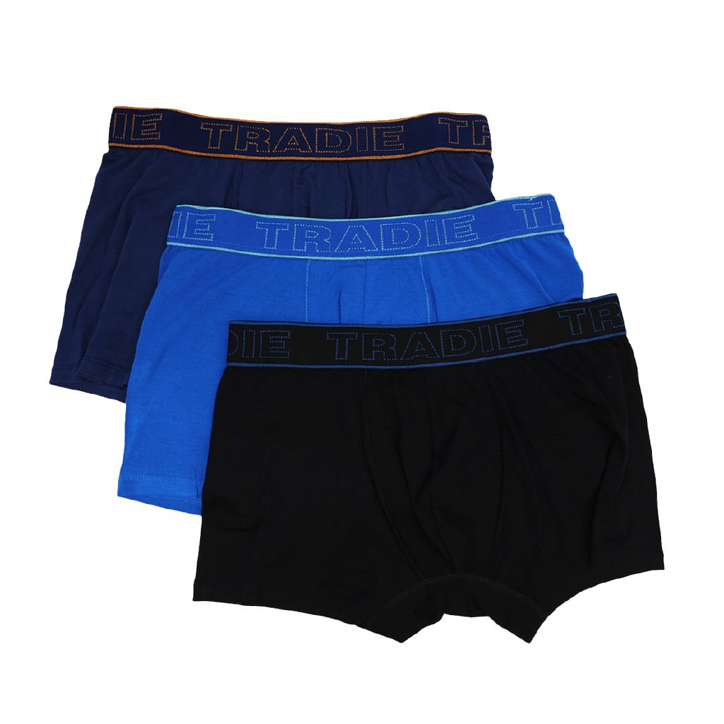 Tradie Men's Bamboo Trunks 3 Pack Black/Blue | The Warehouse