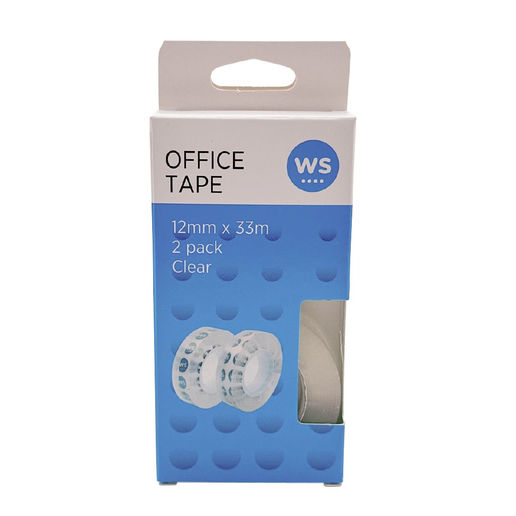 WS Office Tape 12mm x 33m Clear 2 Pack Clear | The Warehouse