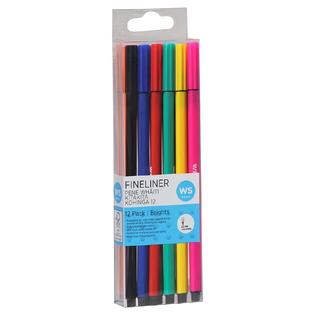 WS Fineliner Brights 12 Pack | The Warehouse