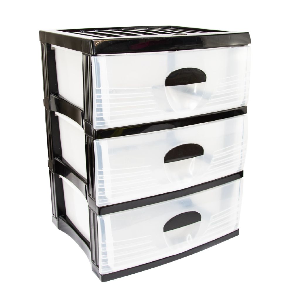 Taurus Storage Drawers A2 Black 3 Tier | The Warehouse