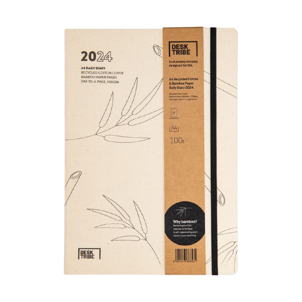 Desk Tribe Cotton Bamboo Daily Diary 2024 A4 | The Warehouse