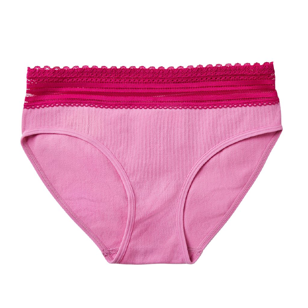 H&H Women's River Rib Seamfree Bikini Pink | The Warehouse