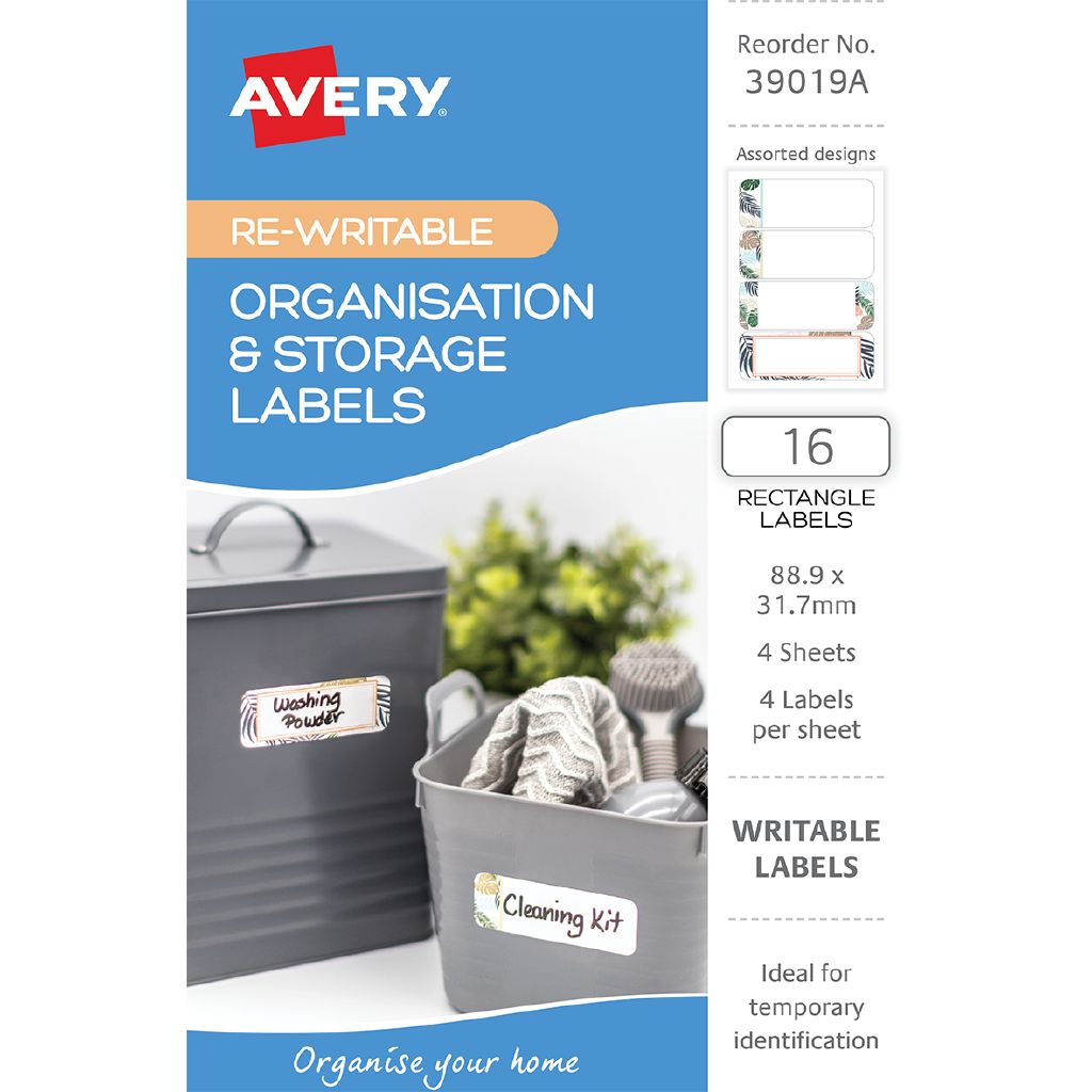 Avery Re-writable Rectangle Palm Holiday Design Storage Labels 16 Pack ...