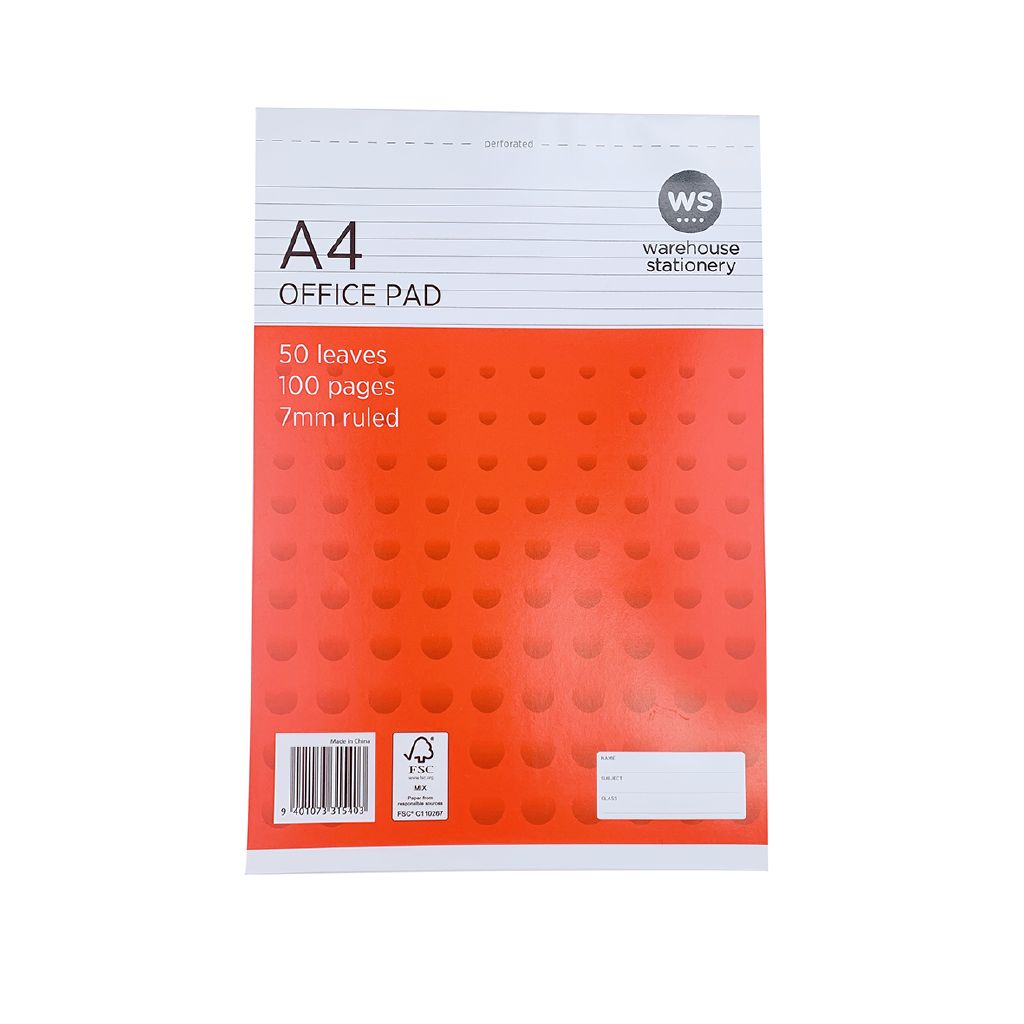 WS A4 Pad 80gsm 7mm White White | The Warehouse