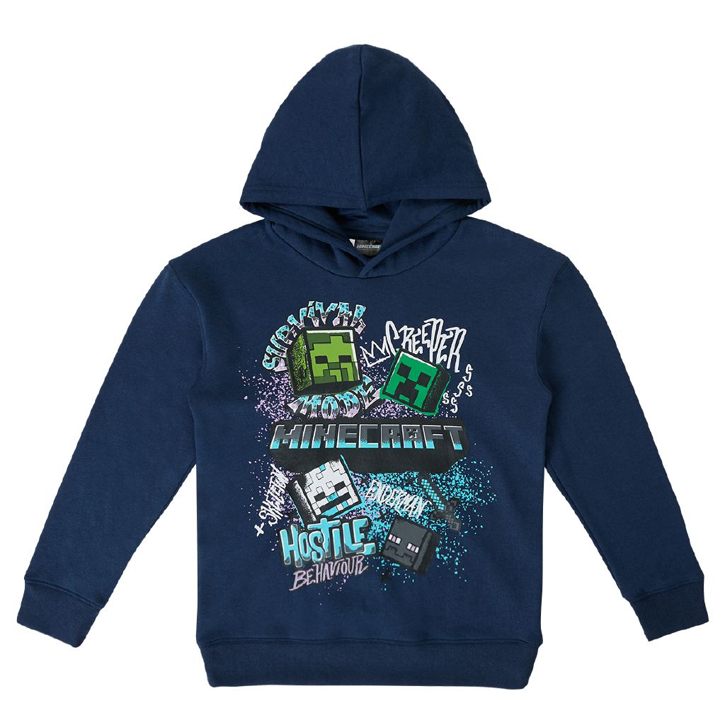 Minecraft Pullover Hoodie Blue Dark | The Warehouse