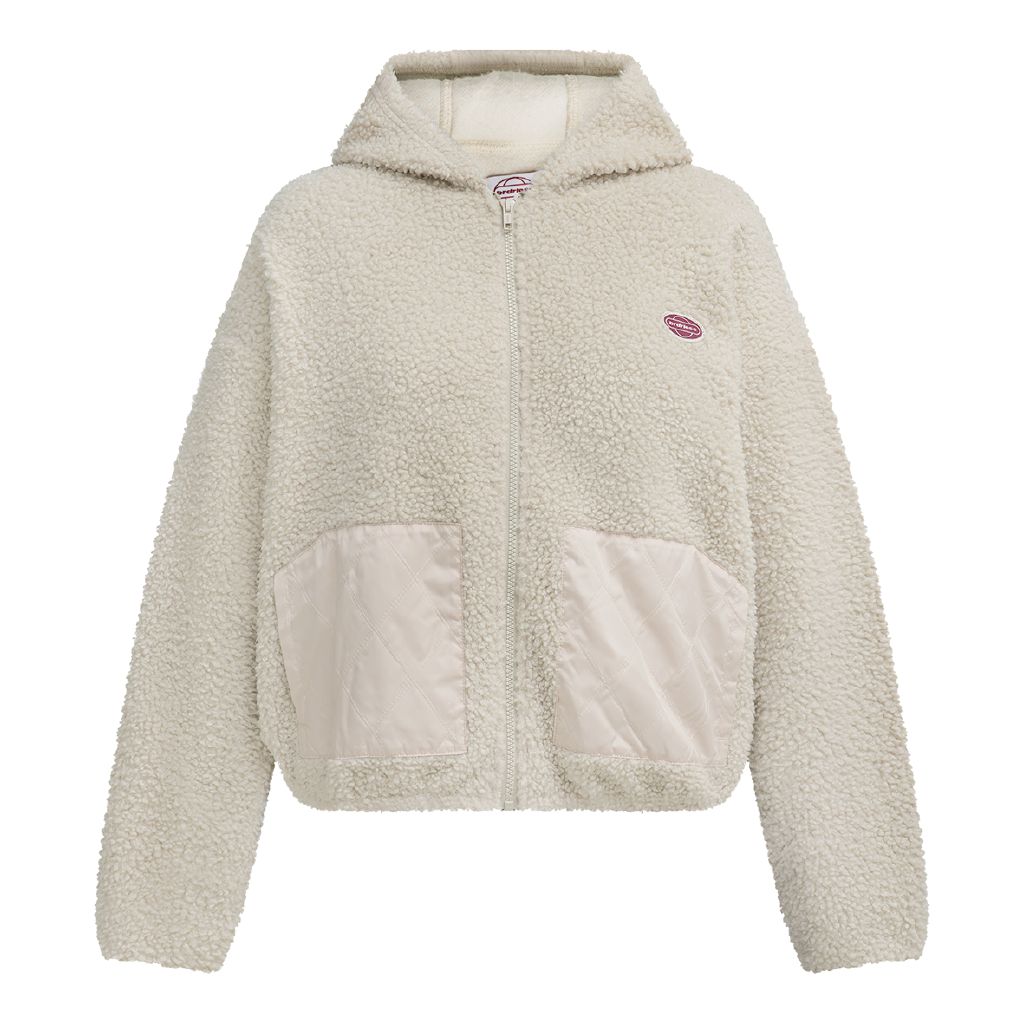 BRDRLESS Cleo ZIp-Thru Long Sleeve Teddy Fleece Cream | The Warehouse
