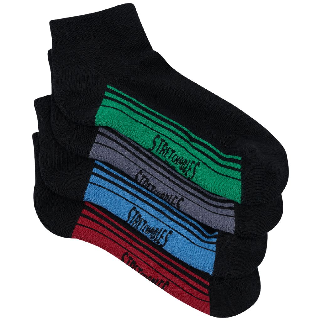 Rio Men's Low Cut Stretchables Socks 4 Pack Black W25 11K | The Warehouse