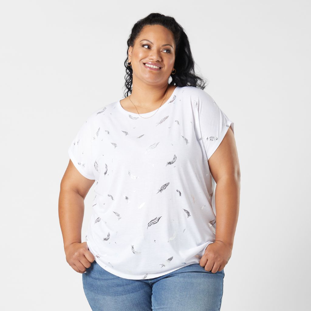 H&H Women's Short Sleeve Printed Tee White | The Warehouse