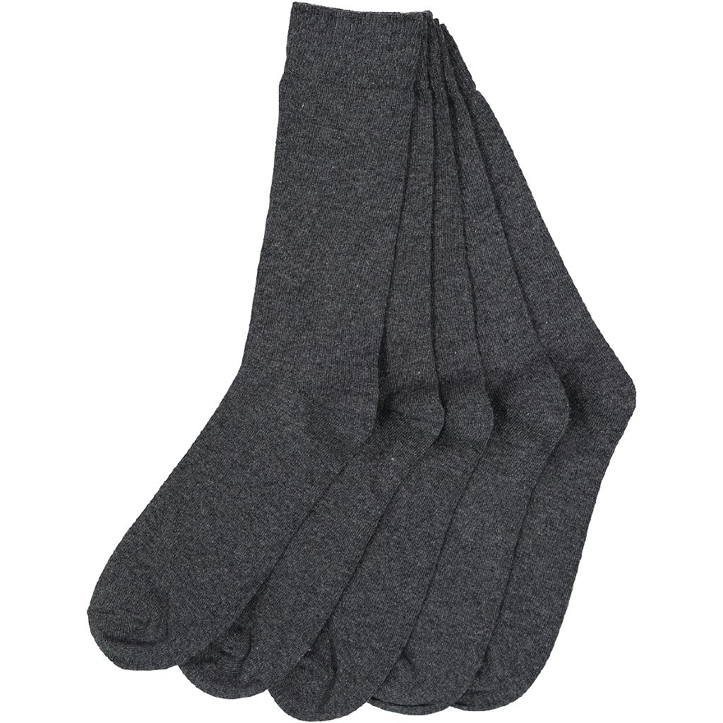 H&H Men's Plain Crew Socks 5 Pack Charcoal | The Warehouse