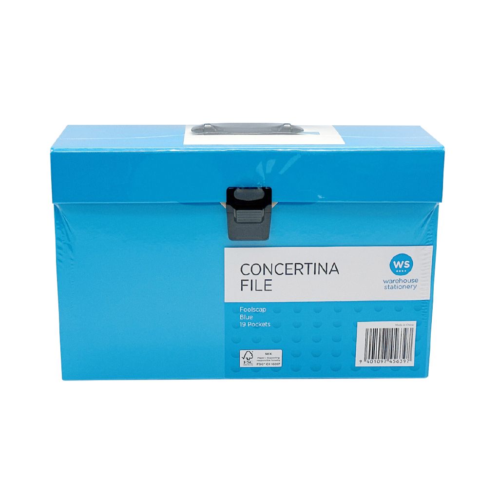 WS Concertina File 19 Pocket Blue Blue | The Warehouse