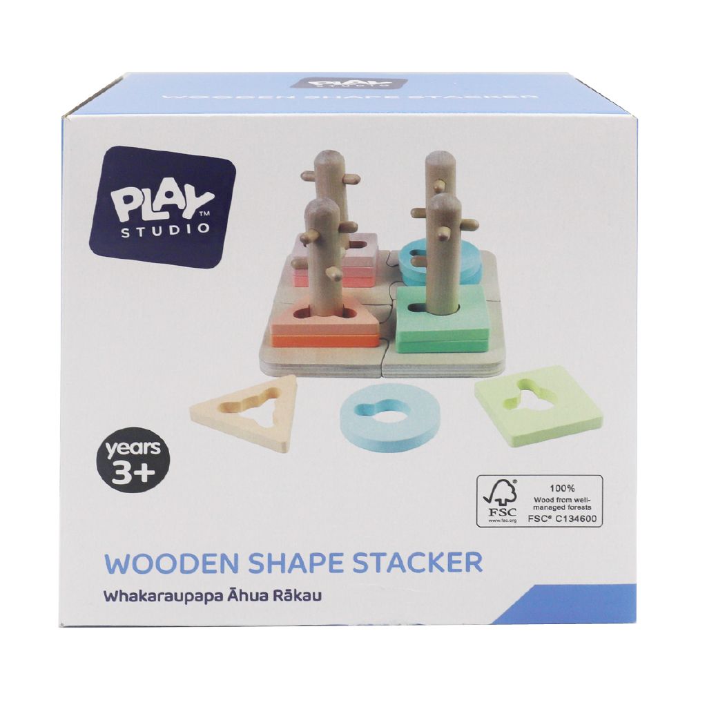Play Studio Wooden Shape Stacker | The Warehouse
