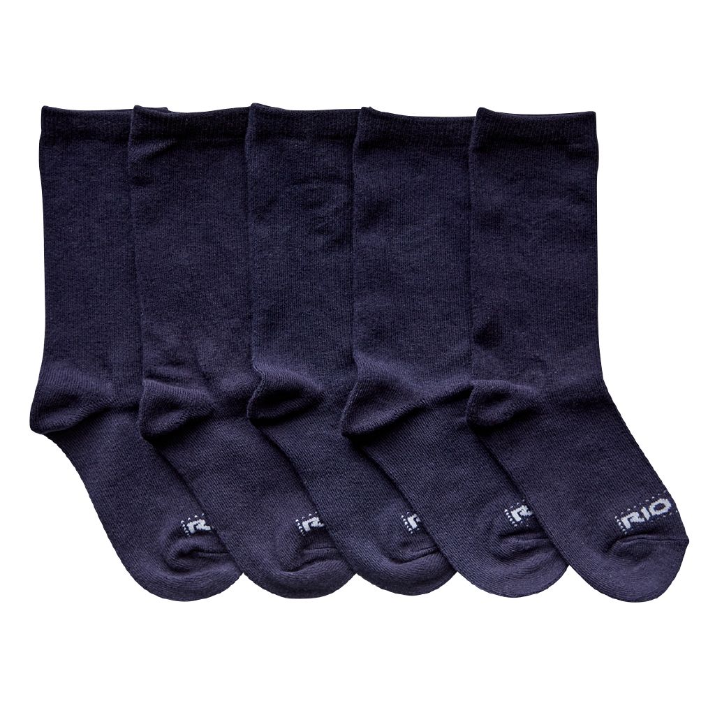 Rio Kids' School Crew Socks 5 Pack Navy | The Warehouse