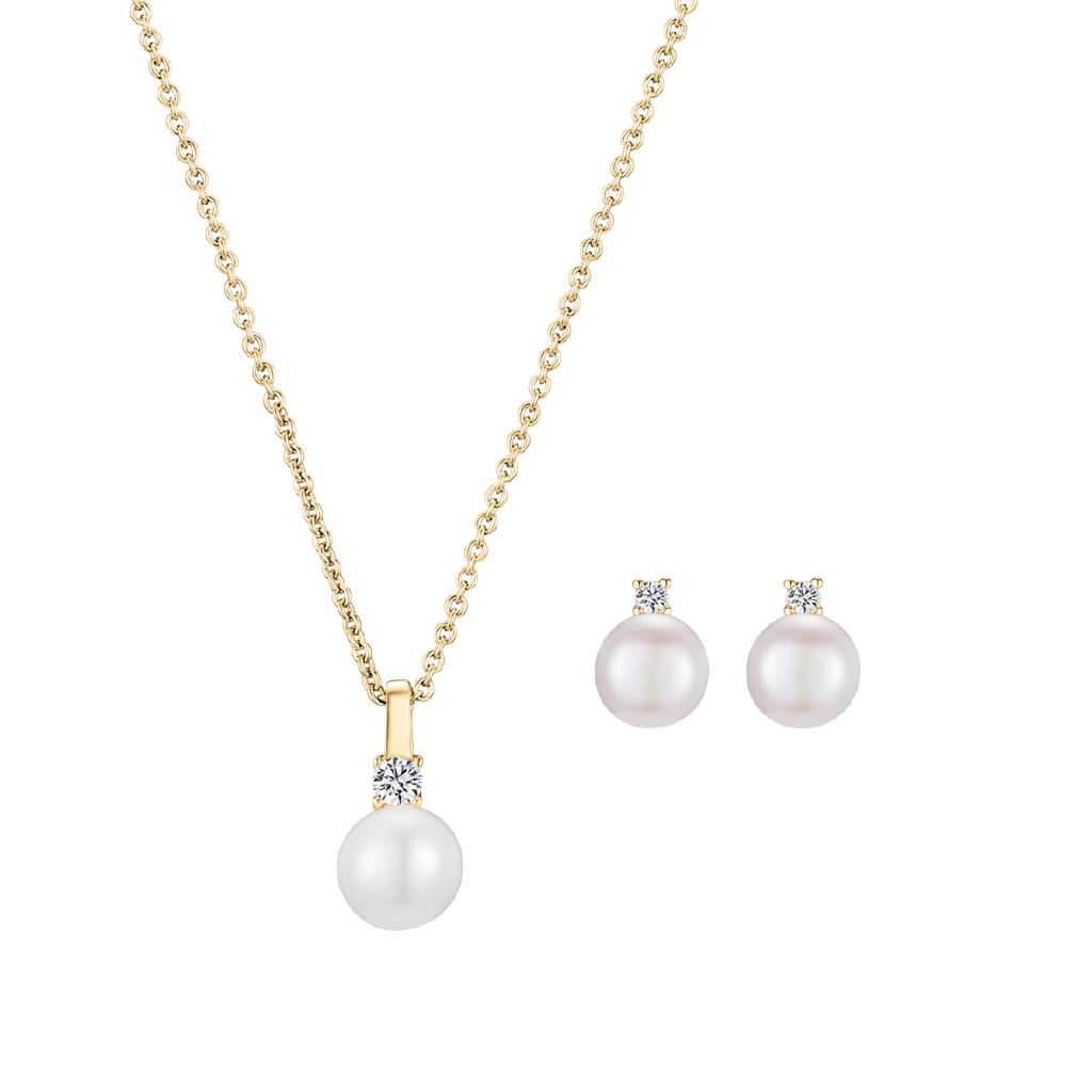 Mestige Gold Plated Katalina Pearl Necklace & Earrings Set Gold | The ...