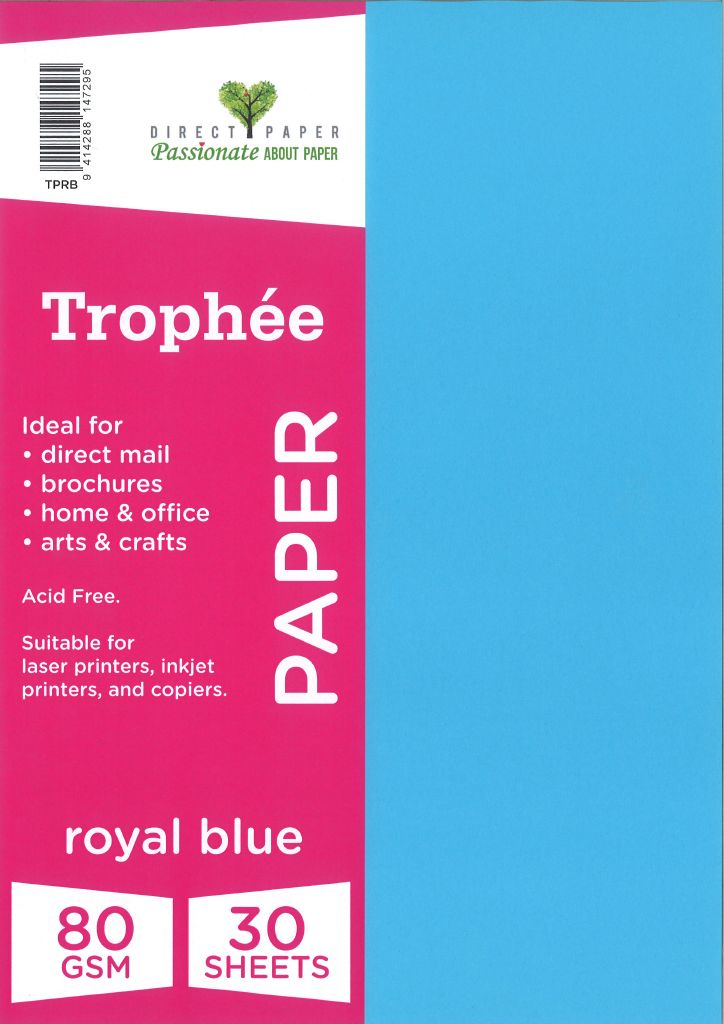 Trophee Paper 80gsm Royal Blue A4 30 Pack Royal | The Warehouse