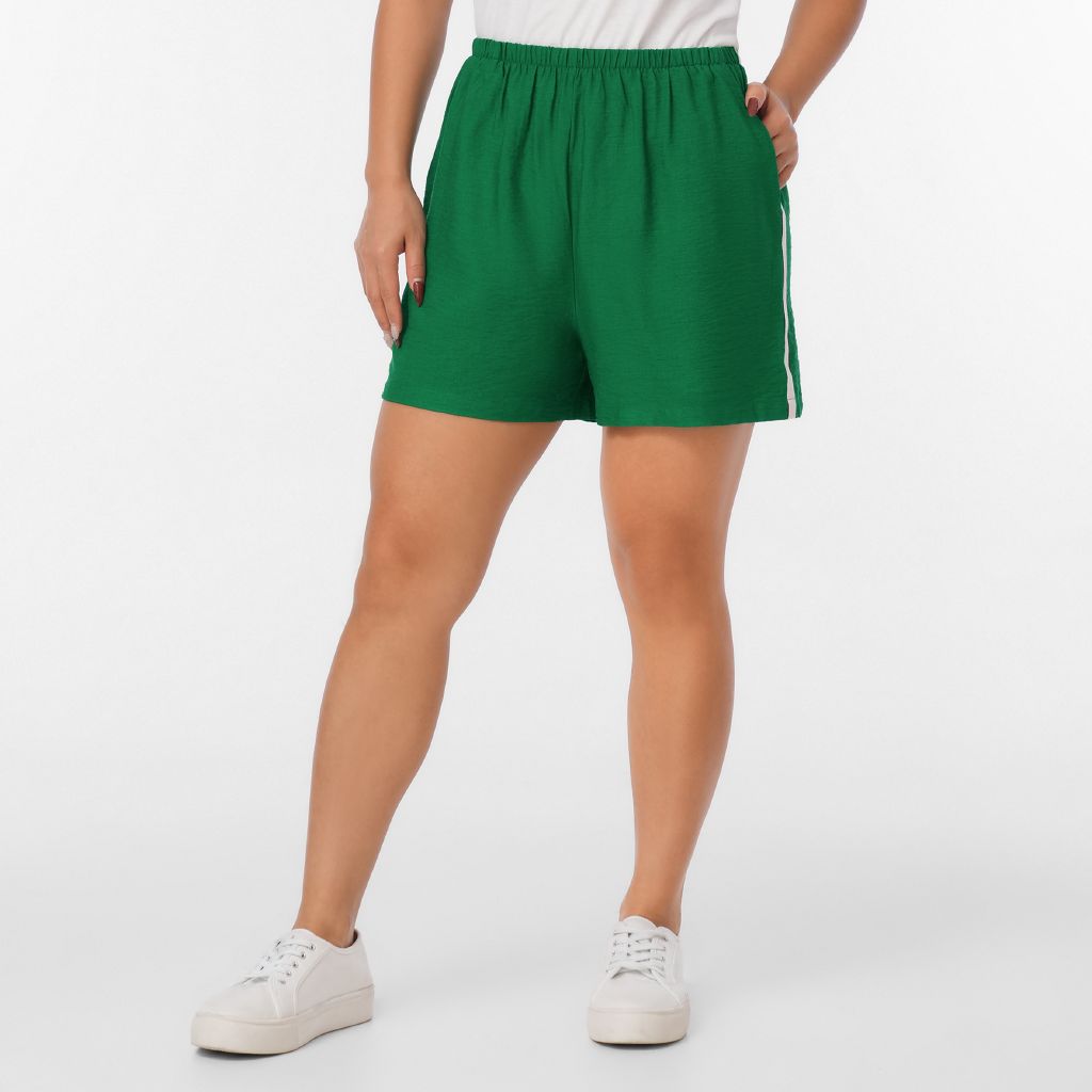 H&H Women's Side Stripe Shorts Green Mid | The Warehouse