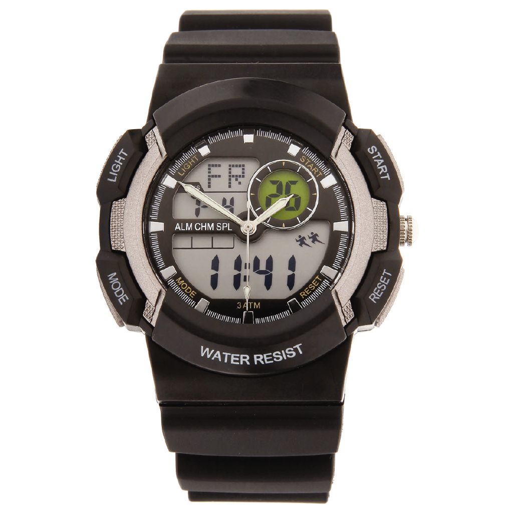 Active Intent Men's Sports Digital Watch Black Grey Black | The Warehouse