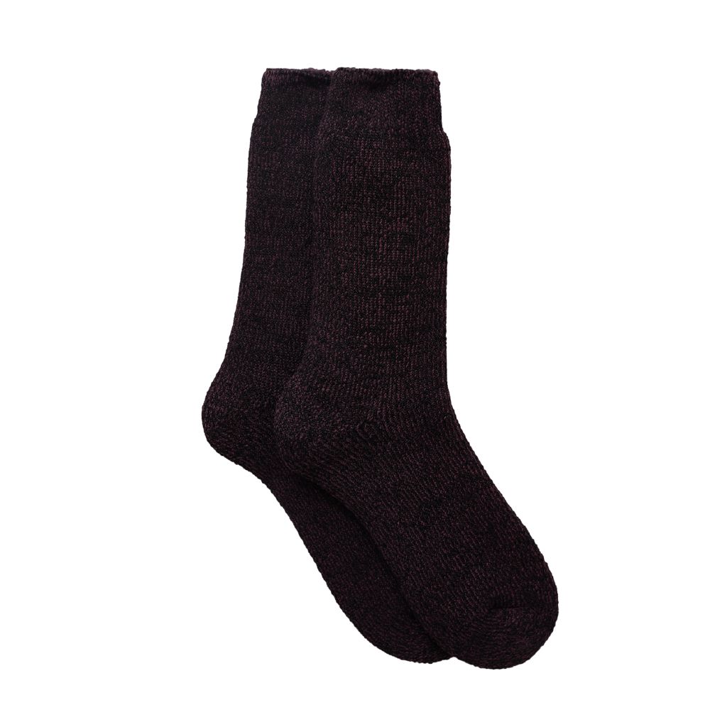 H&H Women's Brushed Home Socks 1 Pack Plum | The Warehouse