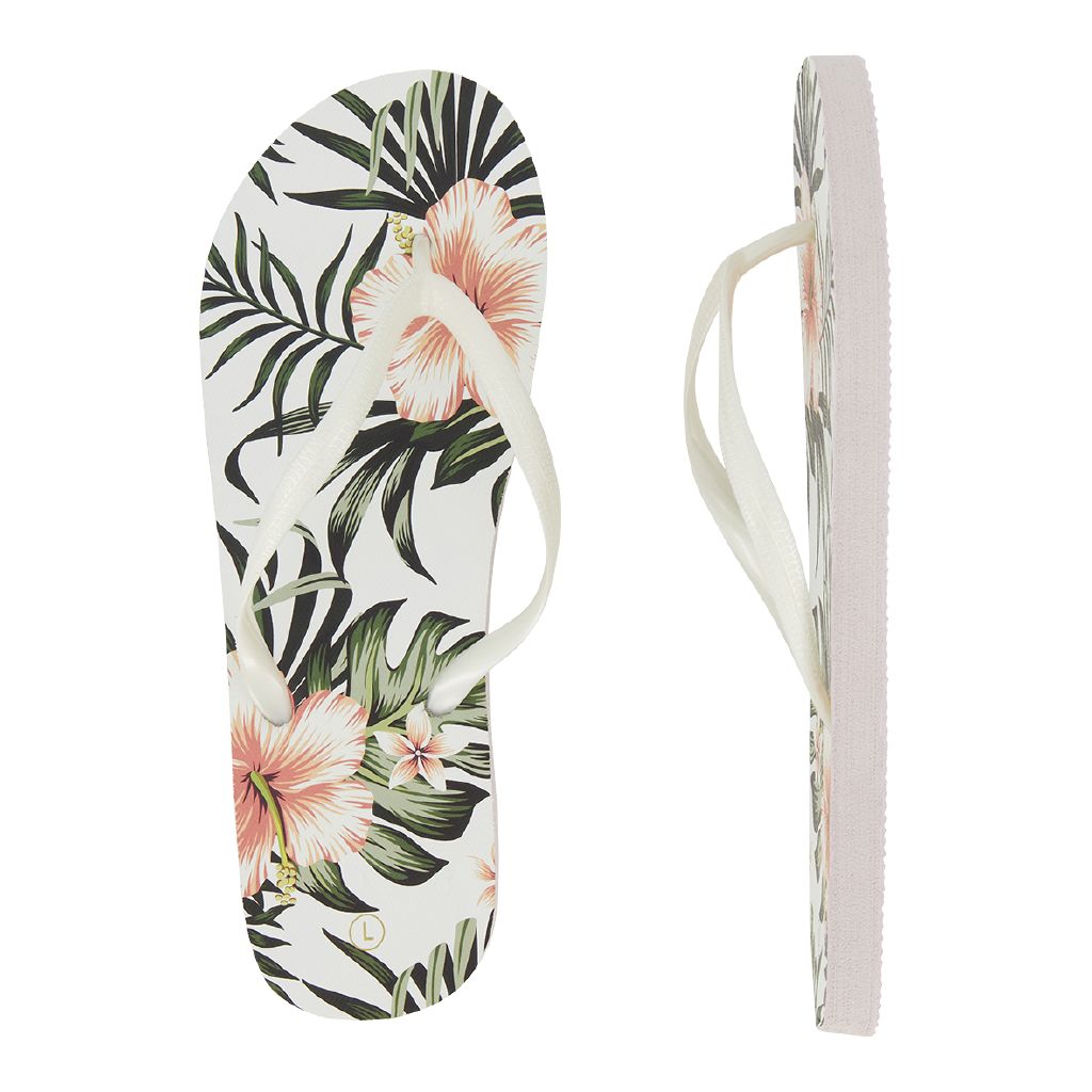 H&H Women's Recycled Printed Jandals White | The Warehouse