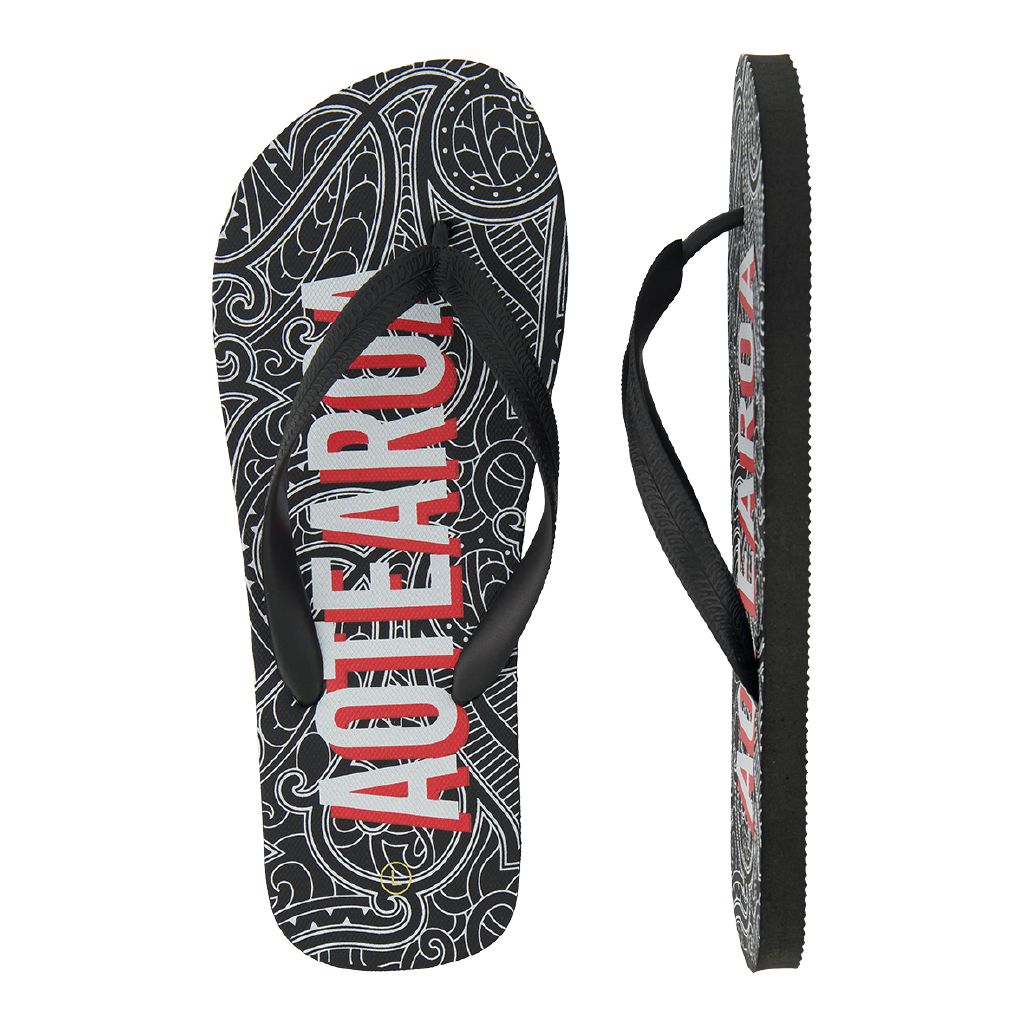 H&H Men's Recycled Printed Jandals Black | The Warehouse