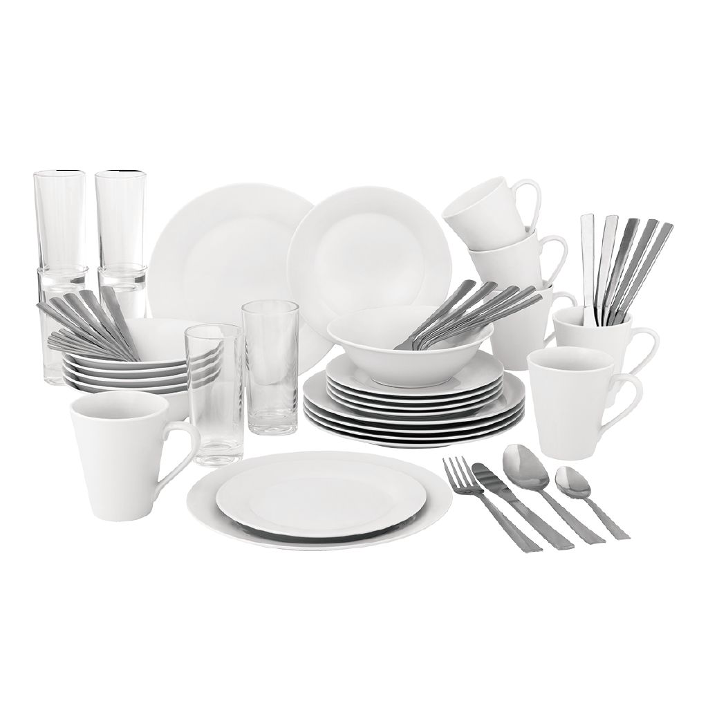 Living & Co Dining Starter Set White 54 Piece White | The Warehouse