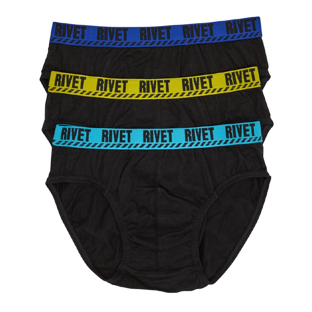 Rivet Boys' Briefs 3 Pack Black/Blue | The Warehouse
