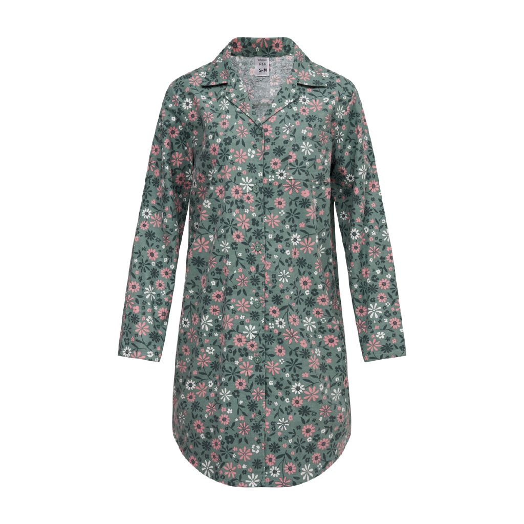H&H Women's Cotton Flannelette Printed Nightie Green Light | The Warehouse