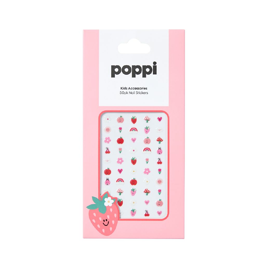 Poppi Kids Nail Stickers Strawberry | The Warehouse