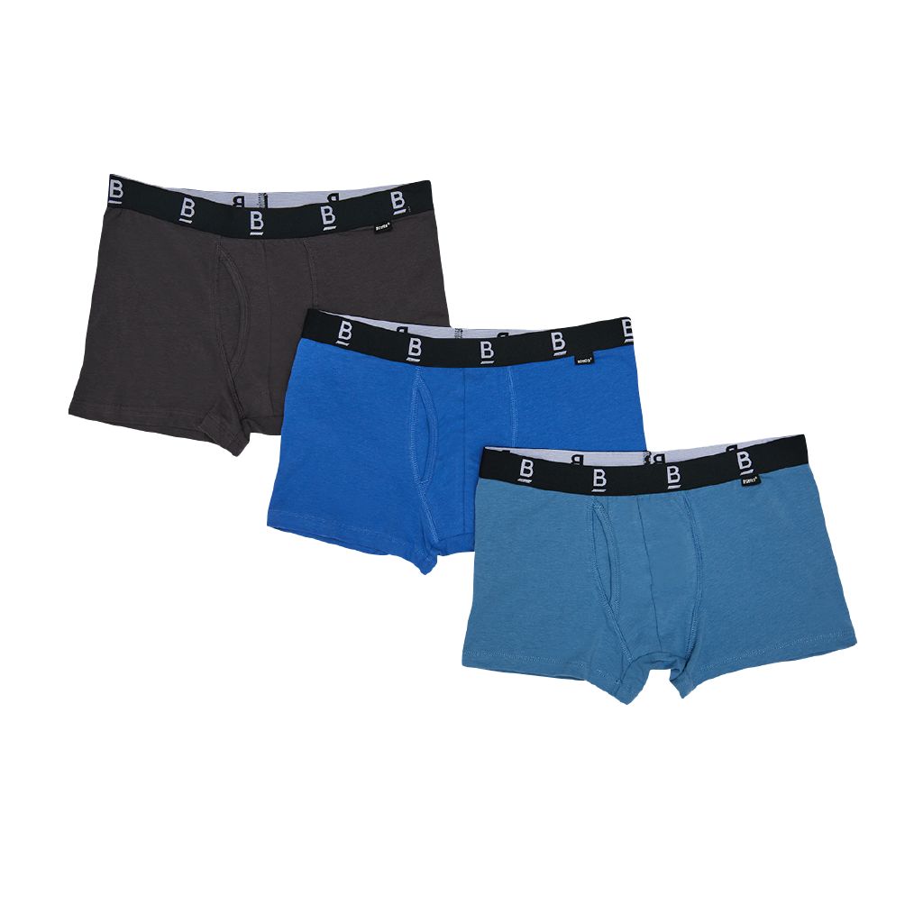 B FOR BONDS Men's Plain Trunks 3 Pack Blue | The Warehouse