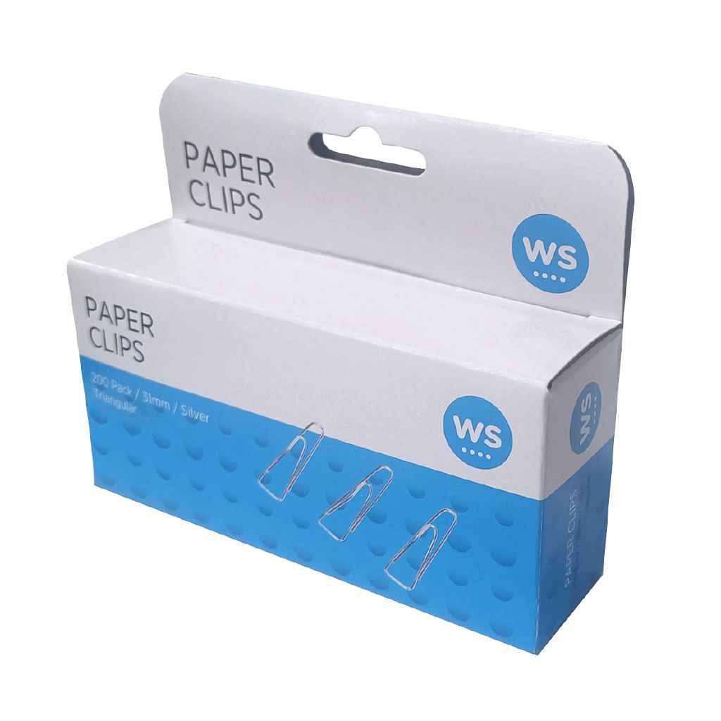 WS Triangular Paper Clips Silver 31mm 200 Pack Silver | The Warehouse
