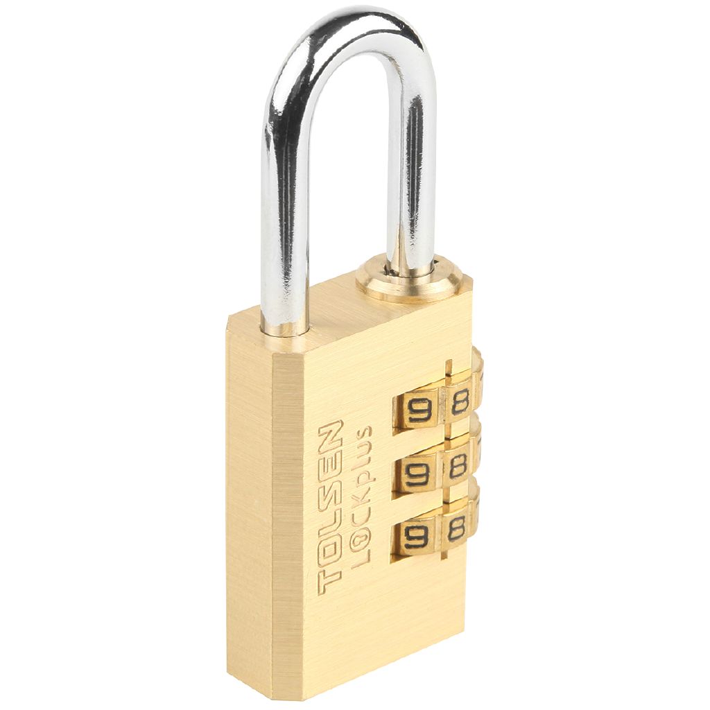 Tolsen Combination Industrial Brass Padlock 20mm with 3 Code Wheels ...