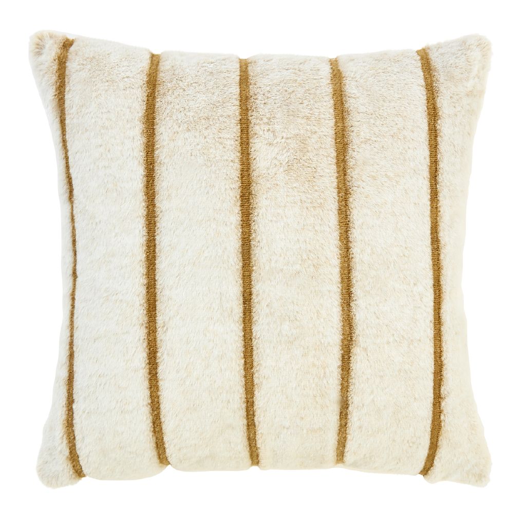 Living & Co Channel Faux Fur Cushion Ivory 45cm x 45cm Ivory | The ...