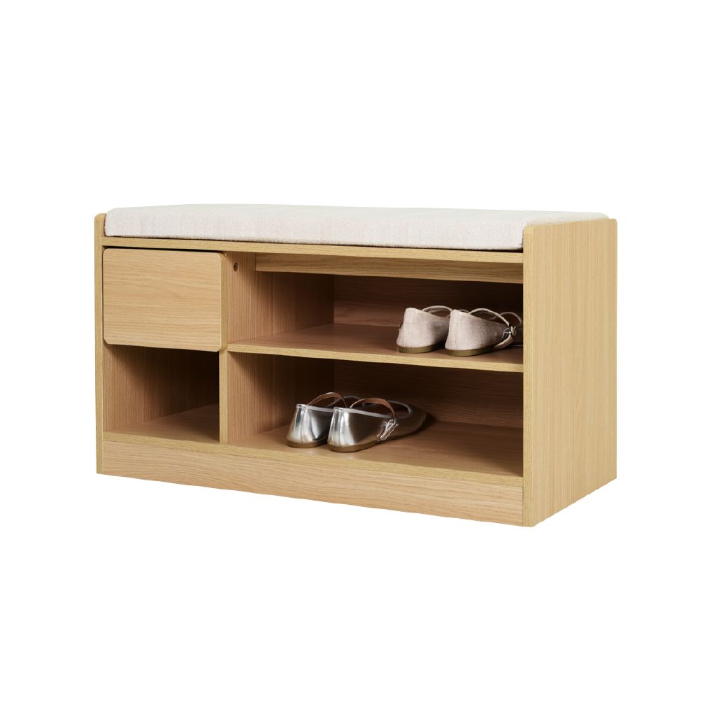 Living & Co Boucle Bench Seat with Shoe Storage | The Warehouse