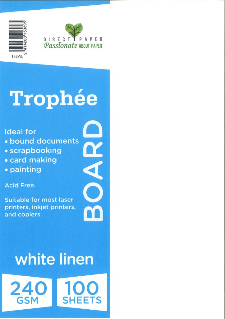 Trophee Board 240gsm Linen White 100 Pack White | The Warehouse