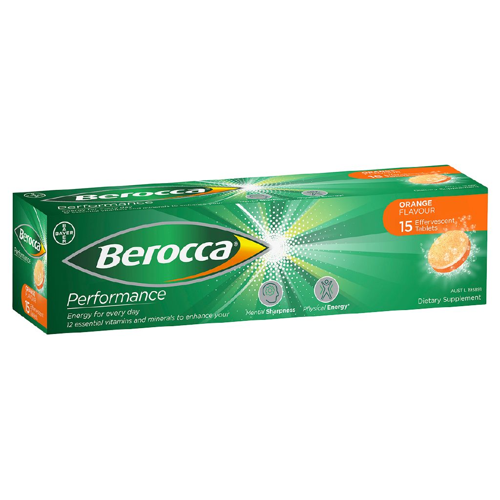Berocca Energy Vitamin B & C Orange Flavour Effervescent Tablets 15 ...