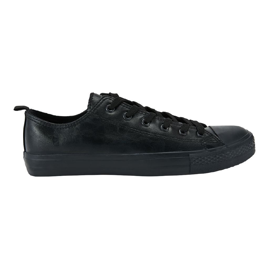 H&H Women's Polly Low Top PU Sneakers Black | The Warehouse