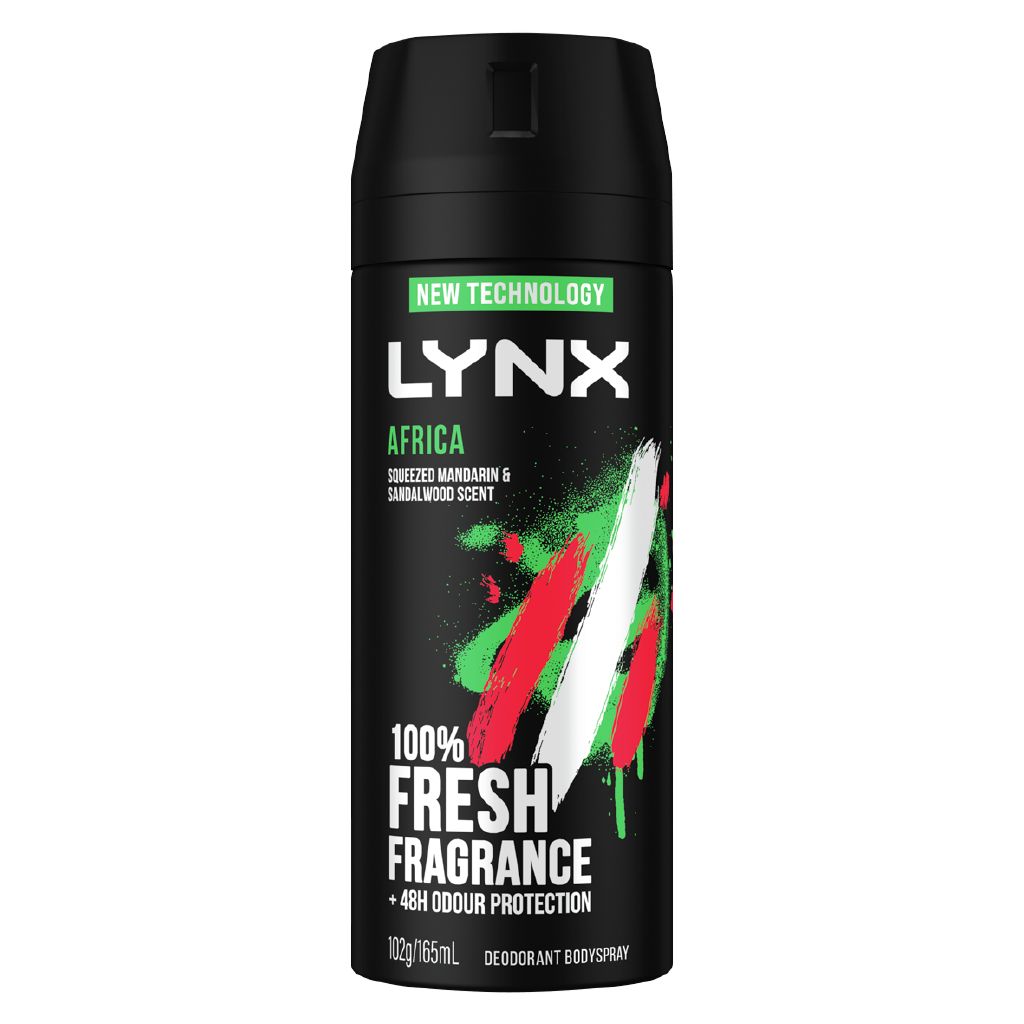 Lynx Body Spray Africa 165ml Black | The Warehouse