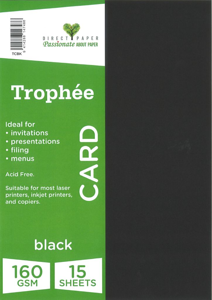 Trophee Card 160gsm Black A4 15 Pack Black | The Warehouse