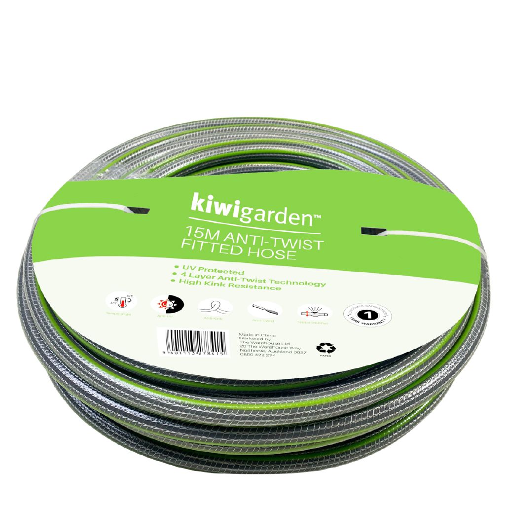 Kiwi Garden Anti Twist Hose 15m | The Warehouse